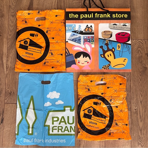 Paul Frank | Bags | 4 Paul Frank Orange And Blue Shopping Bags | Poshmark